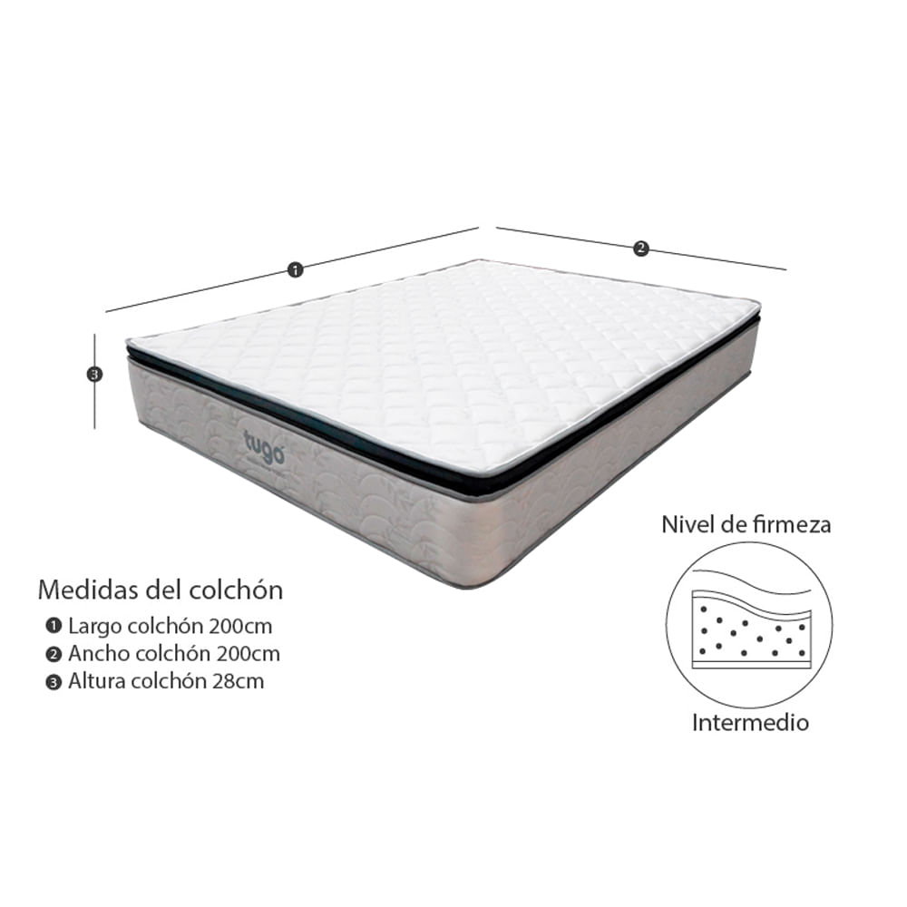 Combo Colchón One Pillow King + Protector + Almohada Gris/Blanco - Tugó ...