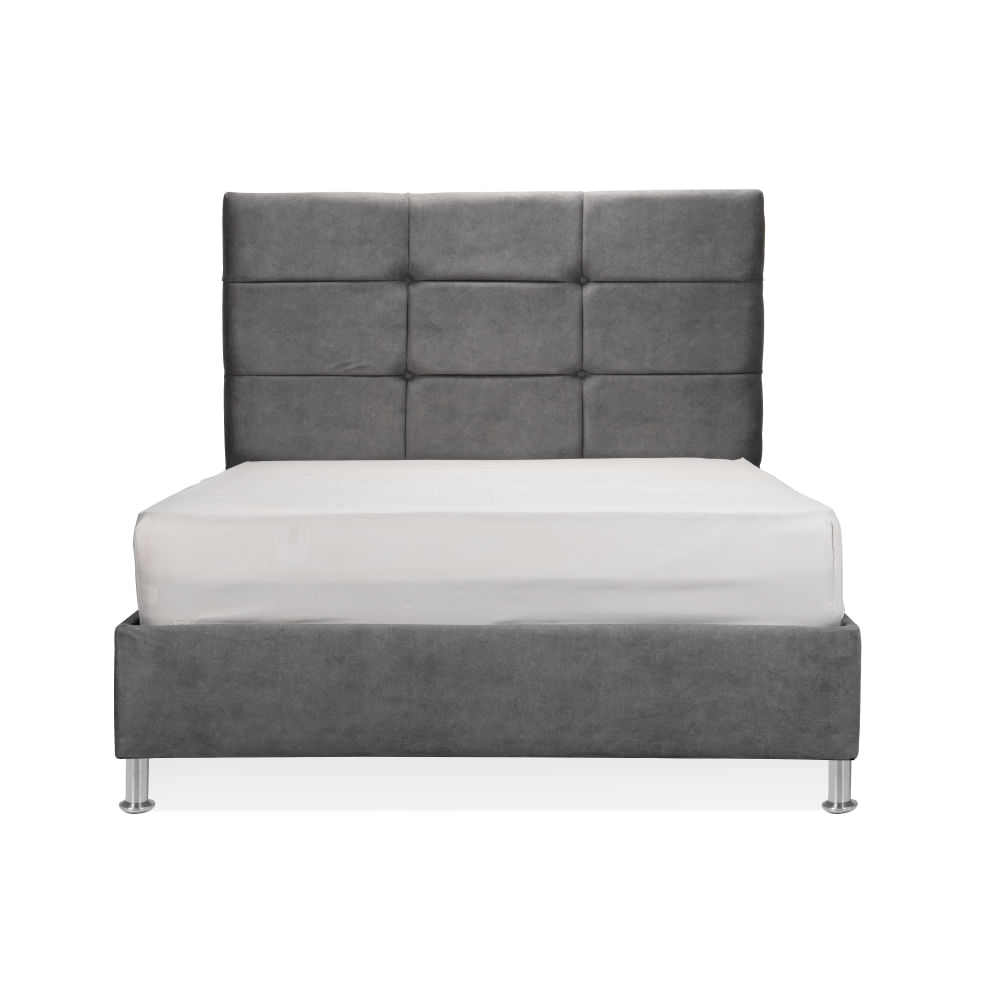 Combo Delhi Base Cama + Cabecero Doble Gris/Cromo - Tugó Colombia