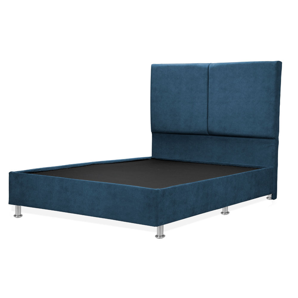 Combo Gabor Base Cama + Cabecero King Azul/Cromo - Tugó Colombia