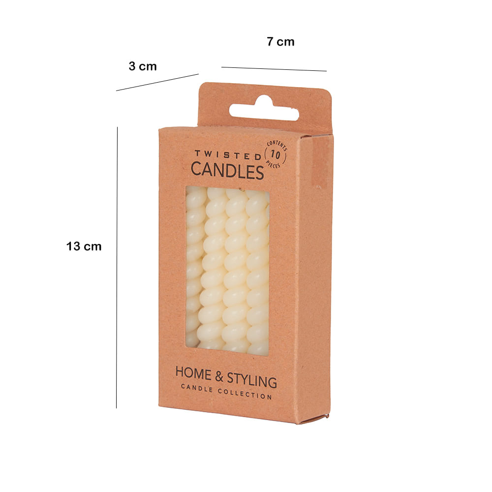 Set *10 Velas Mini Twisted Marfil - Tugó Colombia