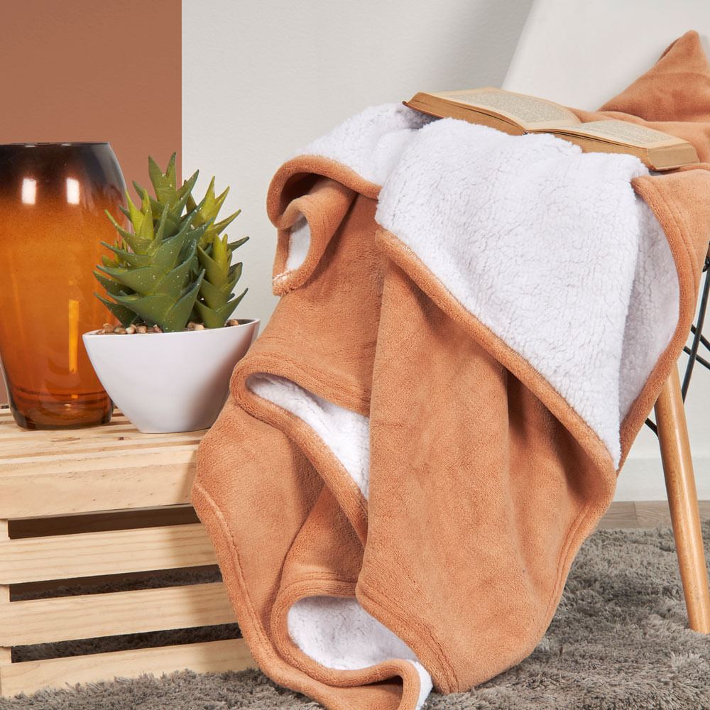 Manta Fusion Flannel Ovejero Camel - Tugó Colombia