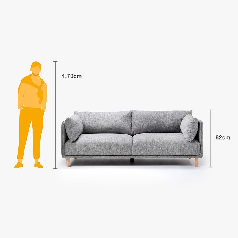 Sofá Olympia 3 Puestos Gris - Tugó Colombia