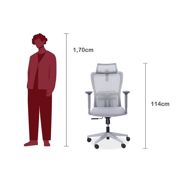 Silla Giratoria Ethan Plástico/Tela Gris - Tugó Colombia