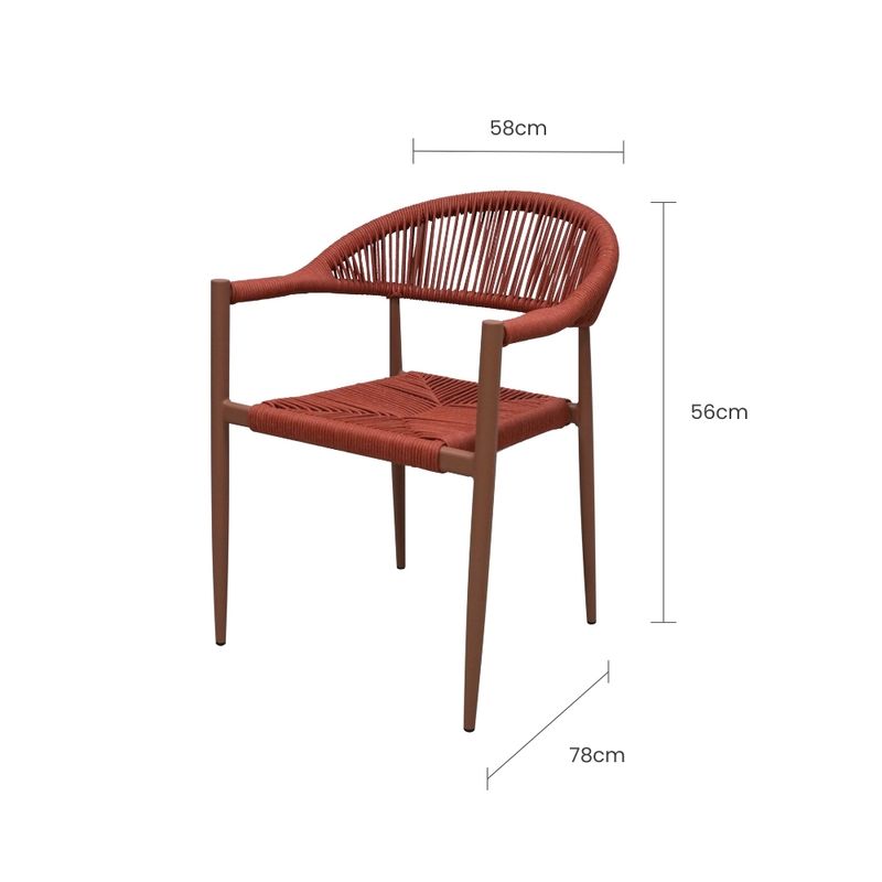 Silla Auxiliar Liam Aluminio/Plastico Terracota - Tugó Colombia
