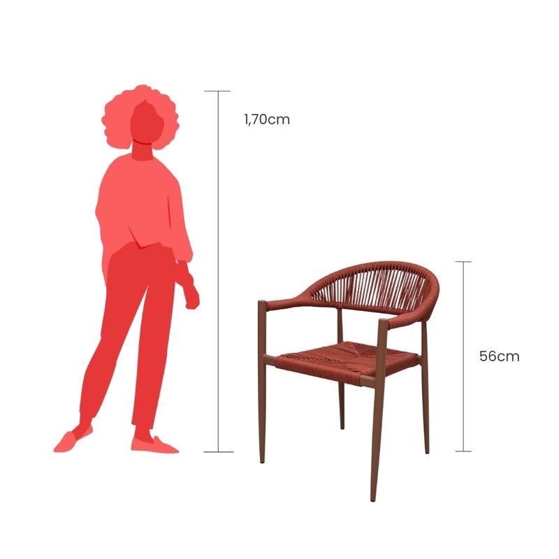 Silla Auxiliar Liam Aluminio/Plastico Terracota - Tugó Colombia